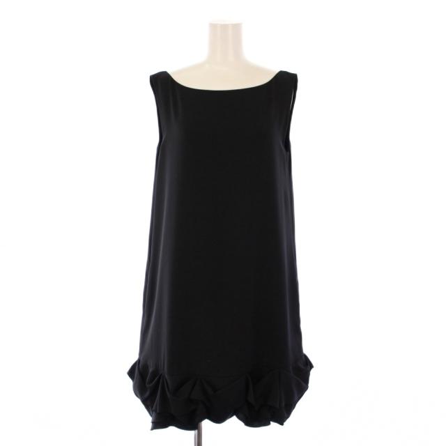 【中古】フォクシー FOXEY DAISY LIN ワンピース ミニ ノースリーブ フリル 40 黒 /BM レディース