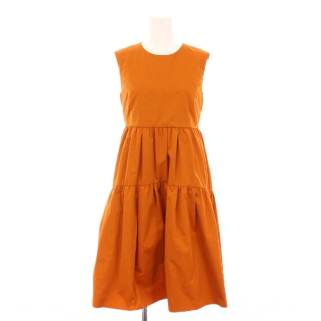 【中古】フォクシーニューヨーク レディドールドレス ワンピース ノースリーブ ひざ丈 38 オレンジ レディース