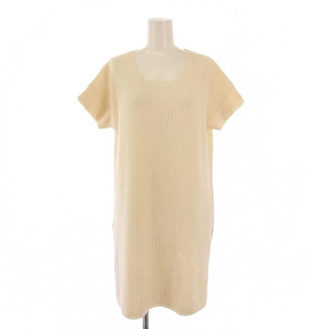 【中古】ロロピアーナ Loro Piana ニット チュニック 半袖 Uネック シルク M ベージュ /BB レディース