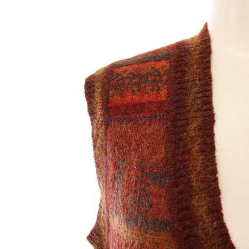 中古】エルメス ニットワンピース タイト ひざ丈 ノースリーブ 総柄