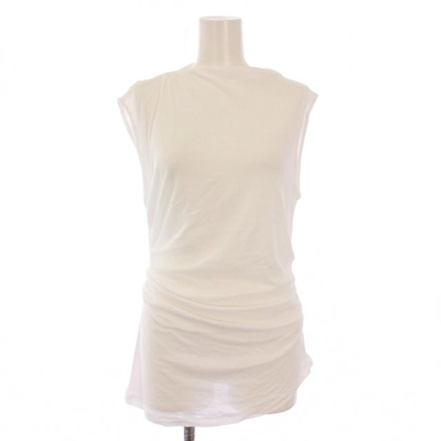 【中古】インパーフ (im)perf. カットソー ノースリーブ ドレープ ストレッチ 無地 シアー シースルー F 白