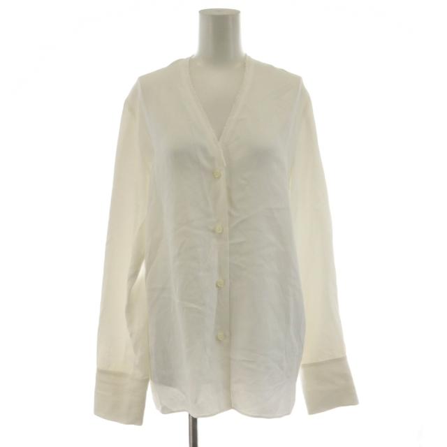 【中古】プラージュ Plage 24AW R'IAM ノーカラーシャツ ブラウス 長袖 白 ホワイト 24050922600030 /AN42 レディース