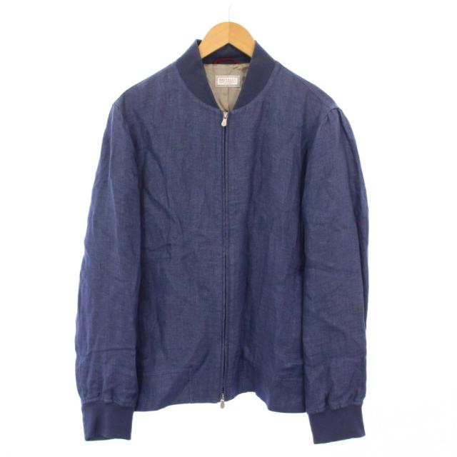 【中古】ブルネロクチネリ BRUNELLO CUCINELLI ボンバージャケット ブルゾン リネン 50 紺 /KH メンズ