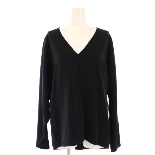 【中古】ミューズ ドゥーズィエム クラス トリアセジョーゼット Vネック プルオーバー ブラウス 黒 レディース