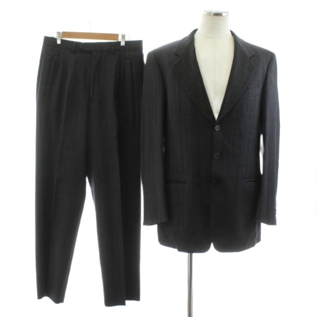 【中古】ジョルジオアルマーニ LE COLLEZIONI シングルスーツ セットアップ ジャケット パンツ ストライプ柄 48 4469