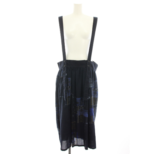 【中古】ワイズ Y's ヨウジヤマモト ジャンパースカート ロング 花柄 2 紺 ネイビー YR-S11-112 /YT レディース