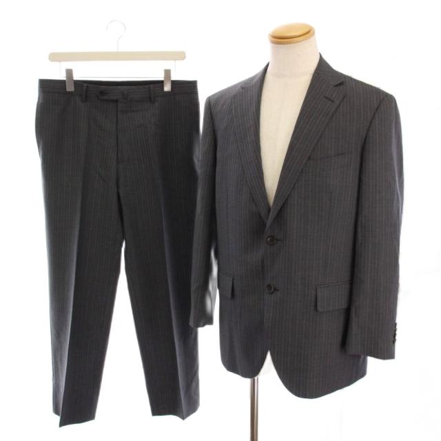 【中古】エルメネジルドゼニア MITSUMINE シングルスーツ セットアップ ストライプ ジャケット パンツ AB5 グレー