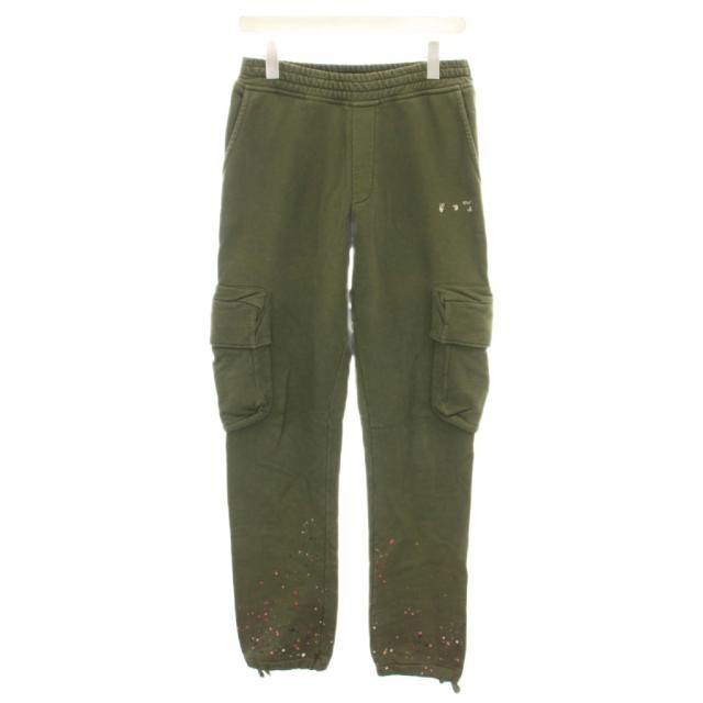 【中古】オフホワイト OFF WHITE カーゴパンツ イージーパンツ ペイント加工 S カーキ OMCH036S21FLE005 メンズ