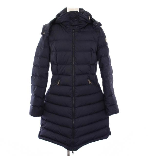 【中古】モンクレール MONCLER FLAMETTE フラメッテ ダウンコート アウター ロング フーディ 2 紺 B20934993105 /KH