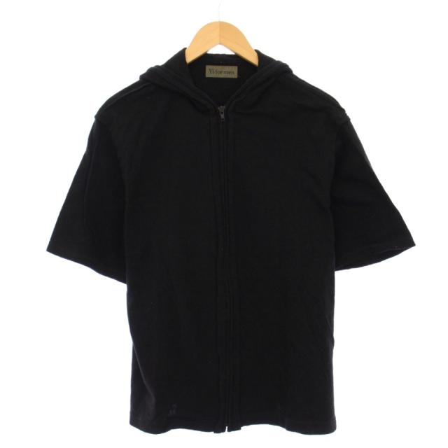 【中古】ワイズフォーメン Y's for men ヨウジヤマモト ジップアップパーカー ジャケット 半袖 ストレッチ 3 黒
