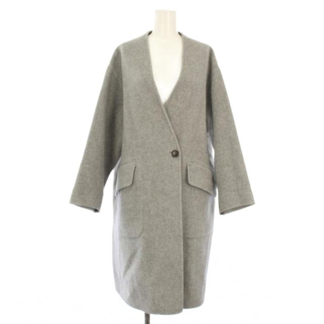 【中古】イエナ IENA 23AW モッサーダブルフェイス Vネックコート ノーカラーコート アウター 36 グレー レディース