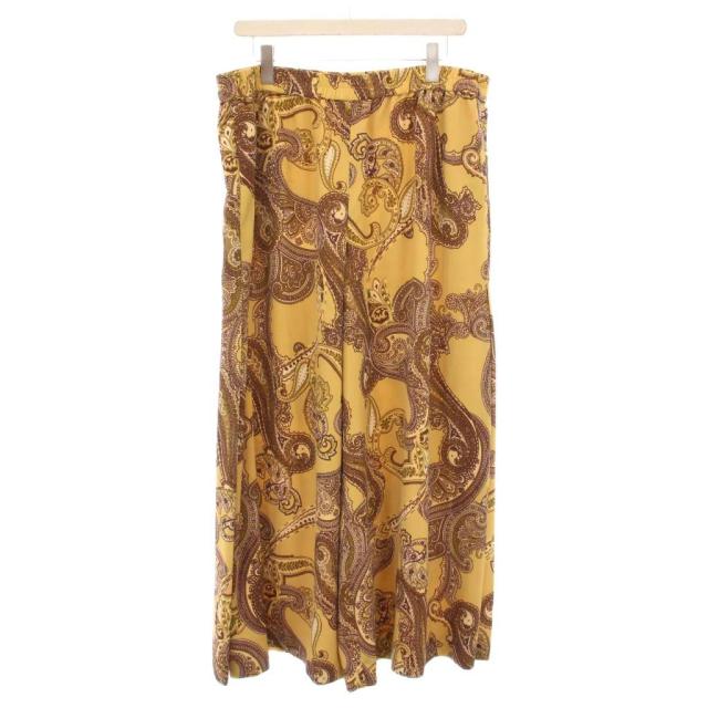 【中古】ネミカ NEMIKA ワイドパンツ イージー ウエストゴム ペイズリー柄 17 黄色 イエロー 茶 ブラウン /BB