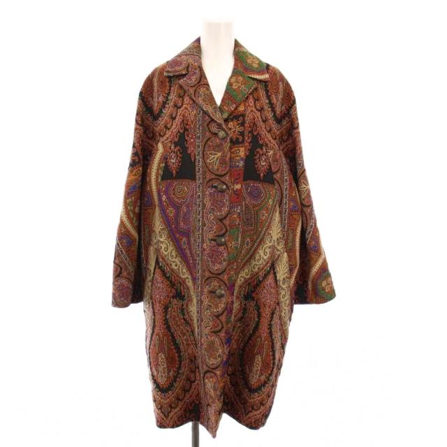 【中古】エトロ ETRO チェスターコート アウター ロング丈 総柄 ウール混 シルク混 42 マルチカラー /BB レディース