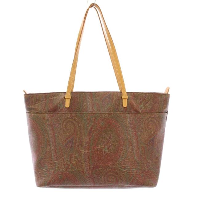 【中古】エトロ ETRO トートバッグ ハンドバッグ レザー ペイズリー柄 総柄 茶 ブラウン /BB レディース