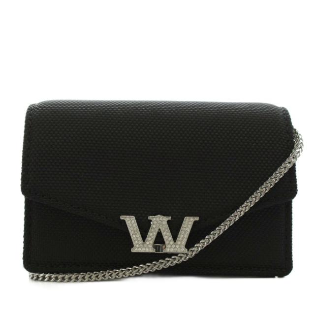 【中古】アレキサンダーワン ALEXANDER WANG Legacy ショルダーバッグ ロゴ ラインストーン チェーン ナイロン 黒
