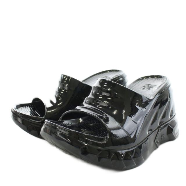 【中古】ジバンシィ GIVENCHY マシュマロ ウェッジサンダル 厚底 ラバー 36 黒 ブラック BE305BE1D9 /AN8 レディース