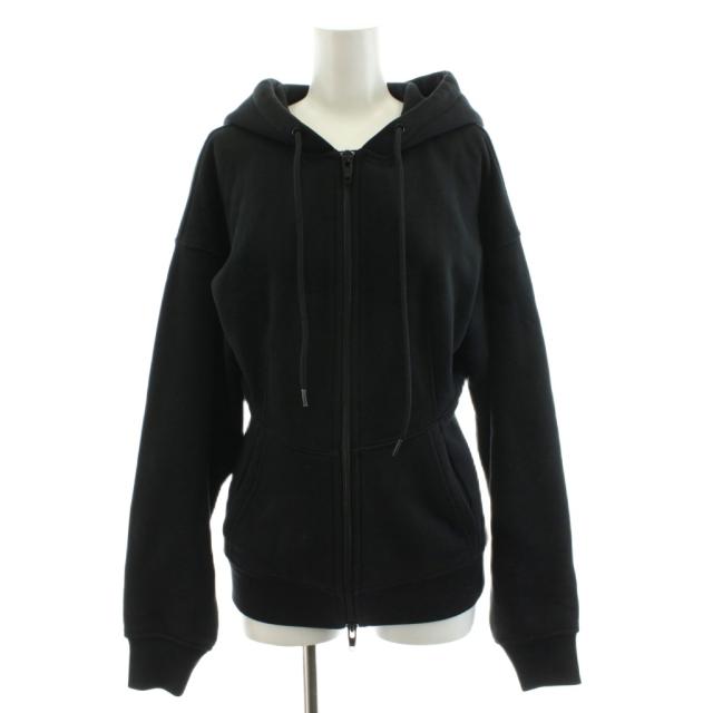 【中古】アレキサンダーワン ALEXANDER WANG パーカー ジップアップ コットン XS 黒 ブラック /AN50 レディース