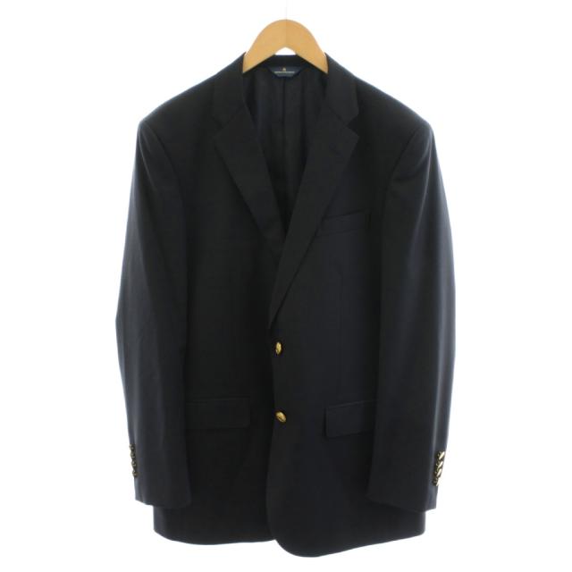 【中古】ブルックスブラザーズ BROOKS BROTHERS テーラードジャケット シングル 金ボタン ウール 42REG 黒 ブラック