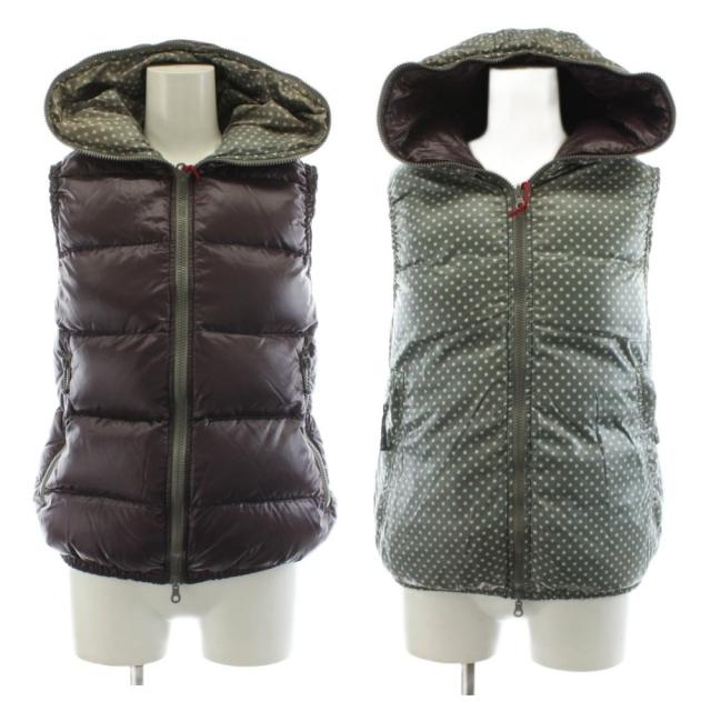 【中古】デュベティカ ダウンベスト ジップアップ リバーシブル ナイロン アウター 40 グレー 紫 パープル