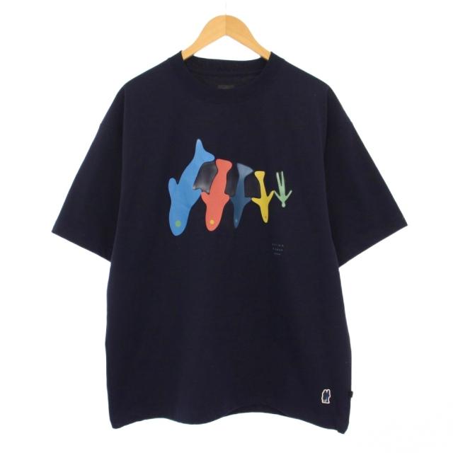 【中古】ダイワ ピアサーティナイン Geoff McFetridge 22SS テックドローストリングTシャツ カットソー 半袖 M 紺