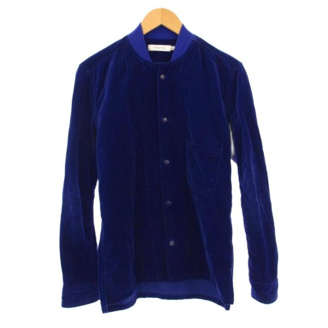 【中古】ノンネイティブ TRAINER SHIRT C/R VELVET ジャケット アウター ショート丈 ストレッチ ベルベット 切替 青