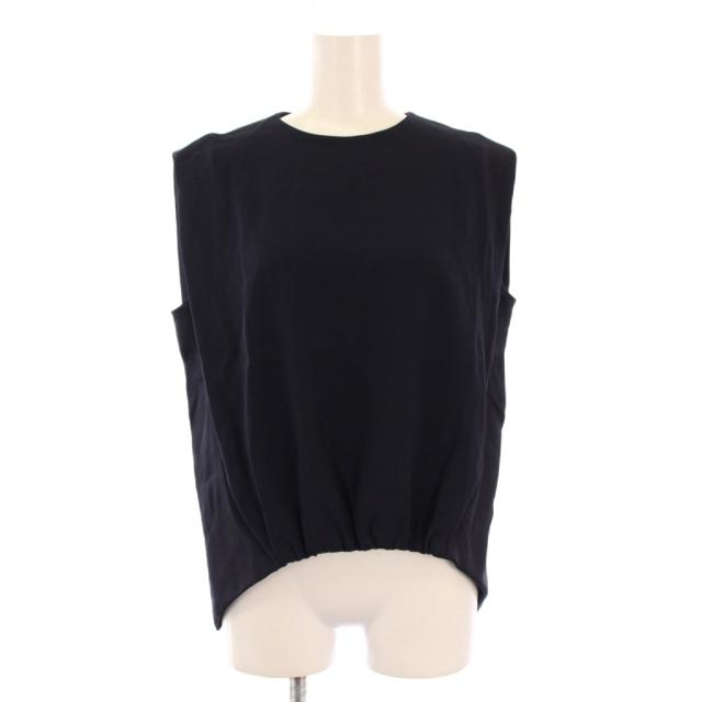 【中古】ディケイド DECADE 24SS CINDY ノースリーブブラウス シャツ プルオーバー クルーネック タック 4 紺