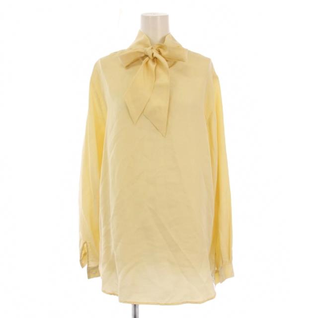 【中古】ソージュ SOEJU シルクボウタイブラウス シャツ 長袖 ワンカラー リボン M アイボリー S-00-SB-062 /BB