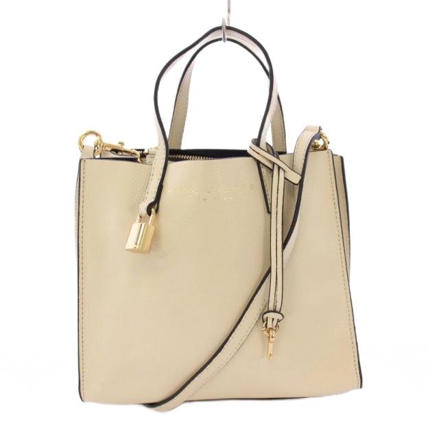 【中古】マークジェイコブス ザ グラインド 2WAY ショルダーバッグ ハンドバッグ レザー ロゴ プリント アイボリー