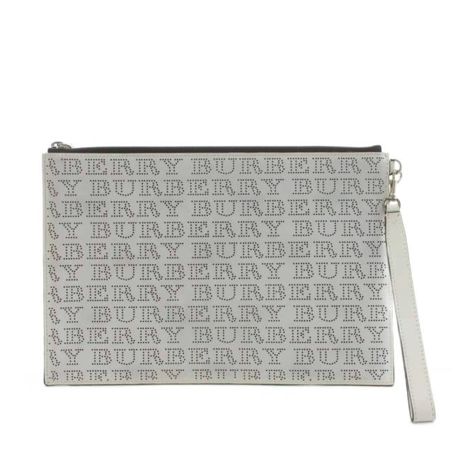 【中古】バーバリー BURBERRY クラッチバッグ パーティバッグ レザー ロゴ 白 ホワイト /AN7 レディース