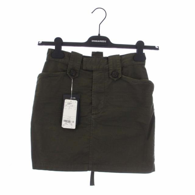 【中古】未使用品 ディースクエアード DSQUARED2 22SS バックジップ タイトスカート ミニ 40 カーキ S72MA0889