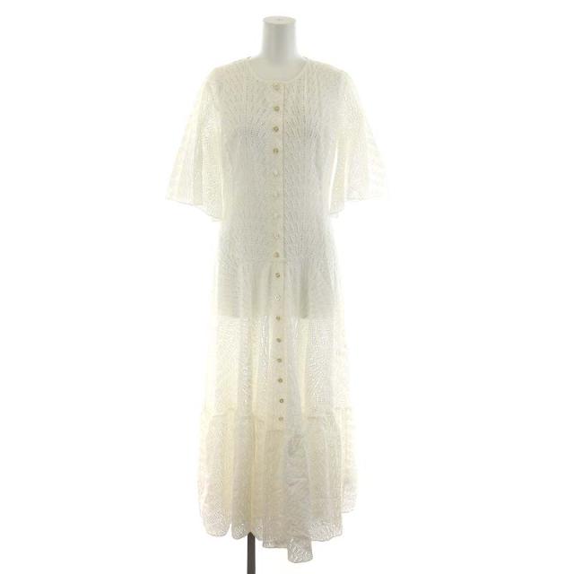 【中古】未使用品 アーウィン ガーデン Irwin Garden ワンピース 半袖 マキシ ロング 36 S 白 ホワイト