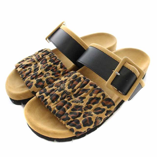 【中古】ピエールアルディ PIERRE HARDY サンダル レザー 切替 ヒョウ柄 レオパード柄 37 23.5cm 茶 ブラウン