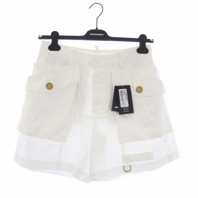 【中古】未使用品 ディースクエアード DSQUARED2 ショートパンツ ワイドボタンダウン 38 M 白 ホワイト