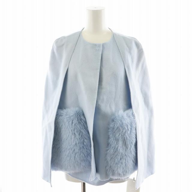 【中古】セルフォード CELFORD 23AW ファーポケットリバーケープジャケット ウール アウター F 水色