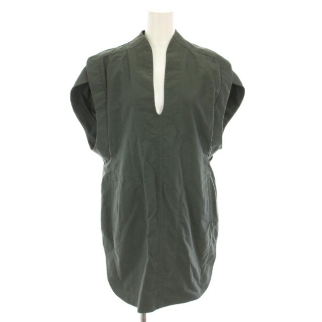 【中古】マメクロゴウチ ブラッシュドコットンスリーブレスVネックトップ 1 緑 MM23FW-SH043 ■GY52 レディース
