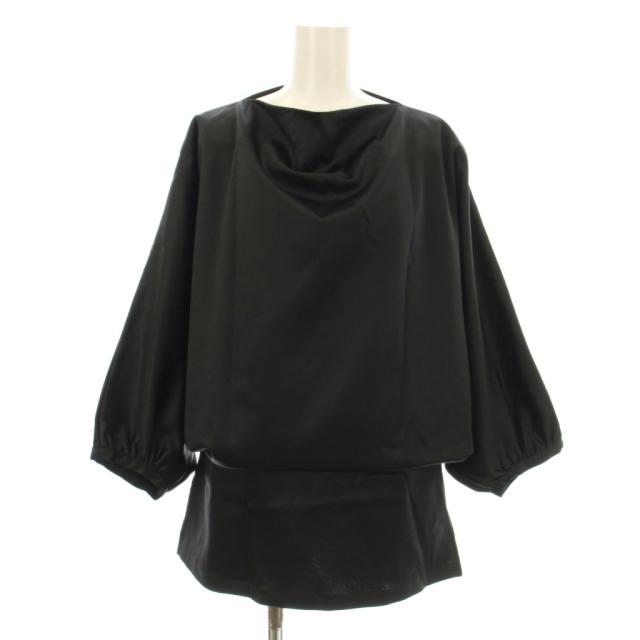 【中古】トーテム TOTEME ドレープサテントップス カットソー チュニック 七分袖 36 黒 ブラック 231-5001-208