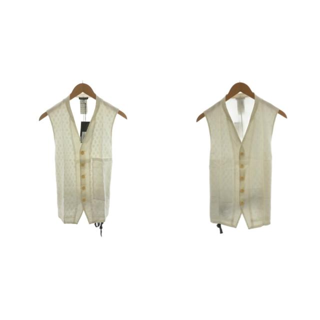 【中古】アンドゥムルメステール ANN DEMEULEMEESTER ベスト 前開き ドット ストライプ リバーシブル コットン XS 白