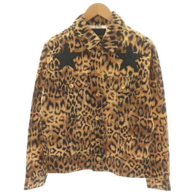 【中古】未使用品 ドレスキャンプ DRESSCAMP 16AW ジャケット ヒョウ柄 レオパード スター刺繍 星 コットン 44 茶 黒