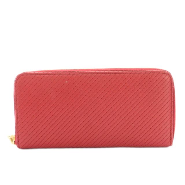 【中古】サンローラン パリ SAINT LAURENT PARIS 長財布 ラウンドファスナー 小銭入れ レザー 赤 ■OH レディース