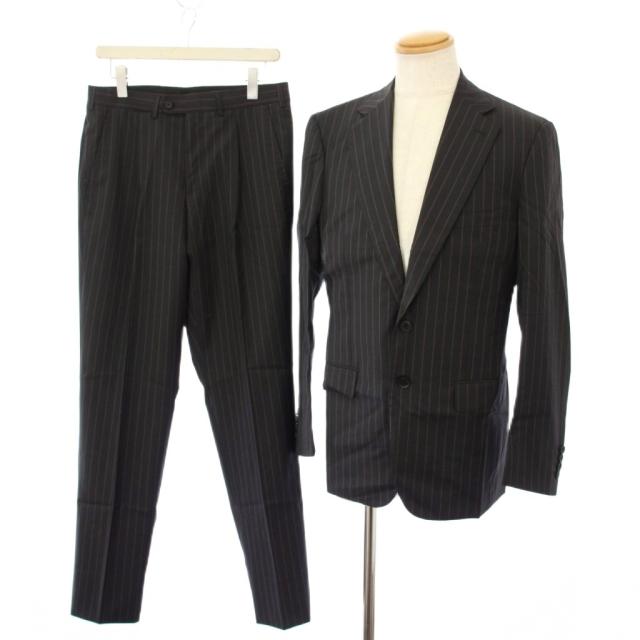 【中古】ヴァレンティノ ヴァレンチノ スーツ セットアップ ストライプ テーラードジャケット パンツ 46 黒 赤 メンズ
