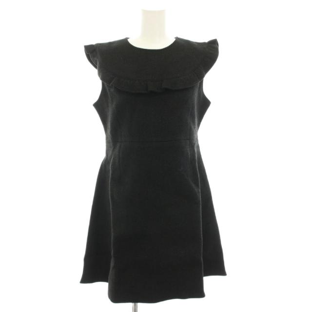 【中古】ジルチュ JILTU プチフリルドレス ワンピース ミニ 半袖 フレンチスリーブ ラメ 1 黒 ブラック レディース