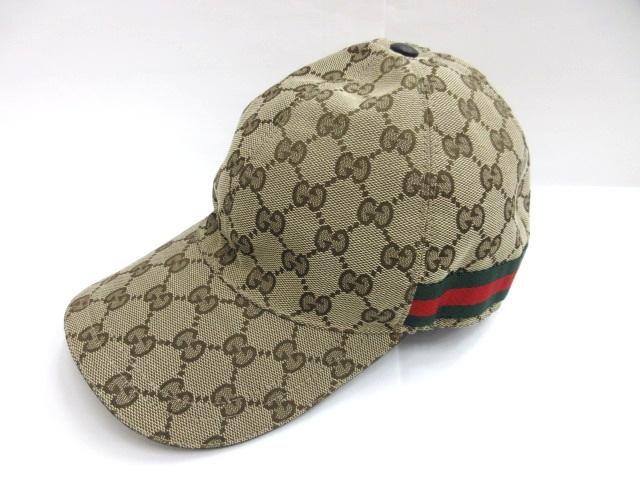 【中古】グッチ GUCCI オリジナルGGキャンバス ベースボール キャップ M ベージュ系 200035 204891 帽子 ☆AA☆