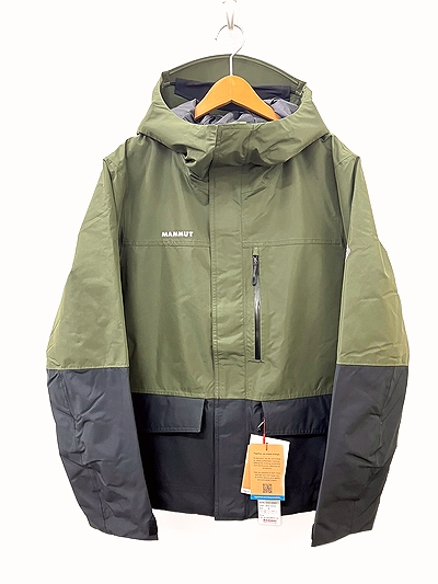 【中古】未使用品 マムート MAMMUT Fall Line HS Thermo Hooded Jacket スノージャケット カーキ×黒 M 1010-30890