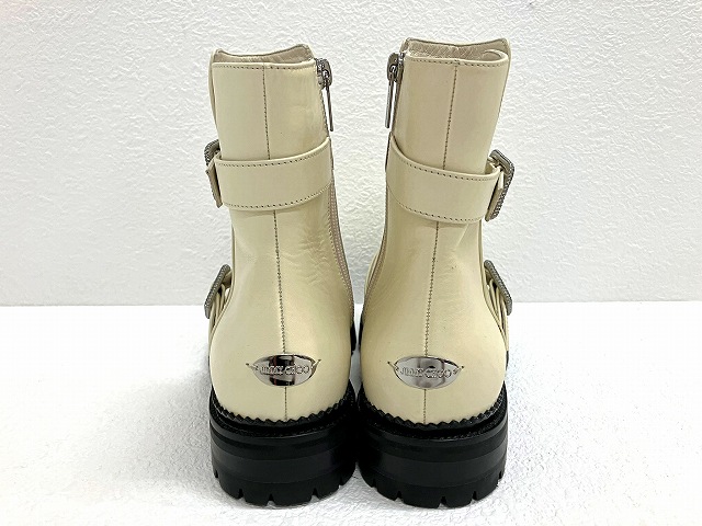 中古】ジミーチュウ JIMMY CHOO ビジュー装飾バックル レザーショート