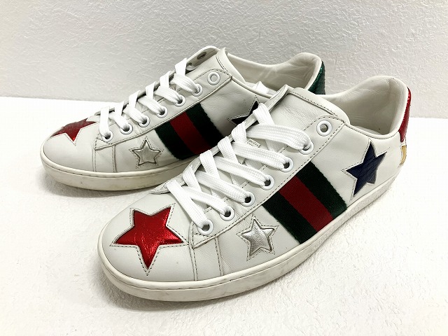 【中古】グッチ GUCCI シェリーライン スターロゴスニーカー 35.5 JP22.5cm 白 454562 靴 シューズ レディース