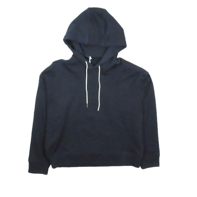 【中古】ジルサンダー JIL SANDER コットン パーカー フーディ スウェット ロゴ 刺繍 ワンポイント 長袖 プルオーバー 黒 M メンズ