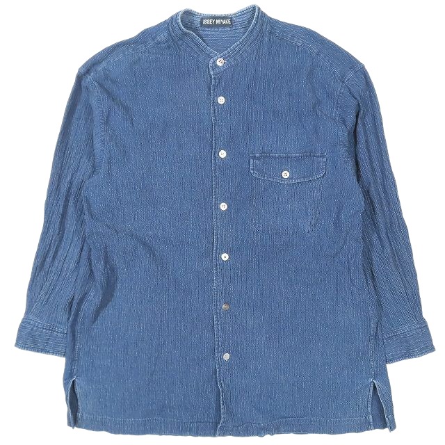 【中古】ヴィンテージ イッセイミヤケ Vintage ISSEY MIYAKE Archive アーカイブ マオカラー スタンドカラー シャツ ジャケット ブルー