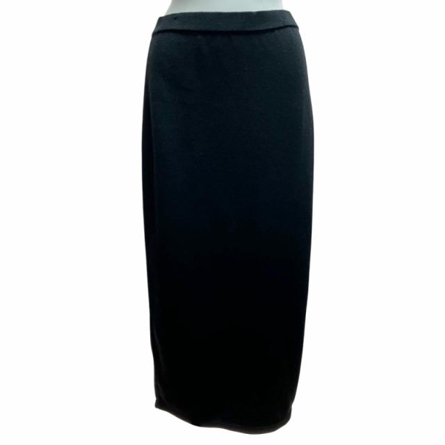 【中古】シャネル CHANEL BOUTIQUE 93A ヴィンテージ ウール スカート ココマークボタン 黒 ブラック 38 M相当 IBO64