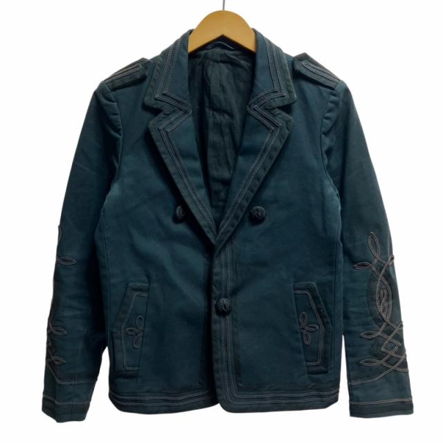 【中古】3.1 フィリップリム テーラードジャケット ブレザー コットンツイル 刺繍 総裏 紺 ネイビー XS IBO66