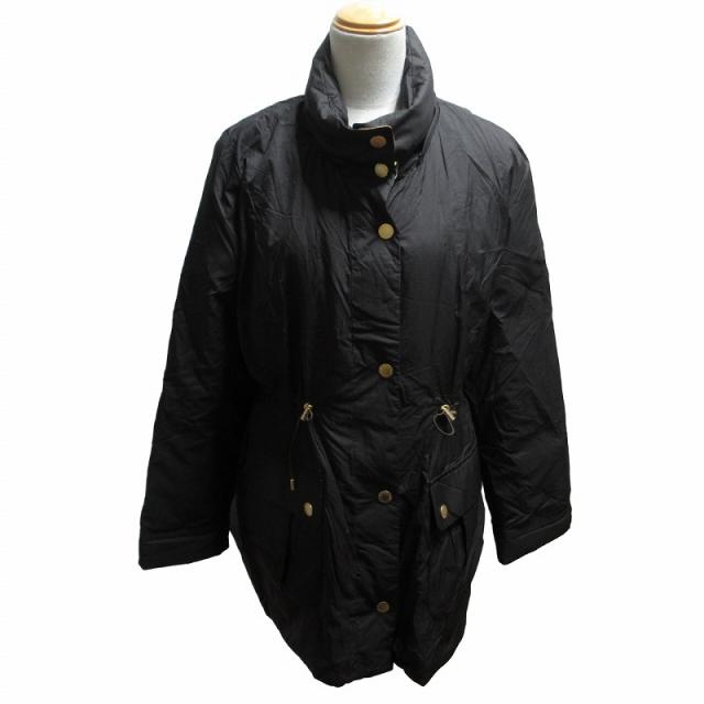 【中古】レオナールスポーツ LEONARD ダウンコート 中綿ジャケット ブルゾン ナイロン 金ボタン 黒 ブラック 42 約L-XL